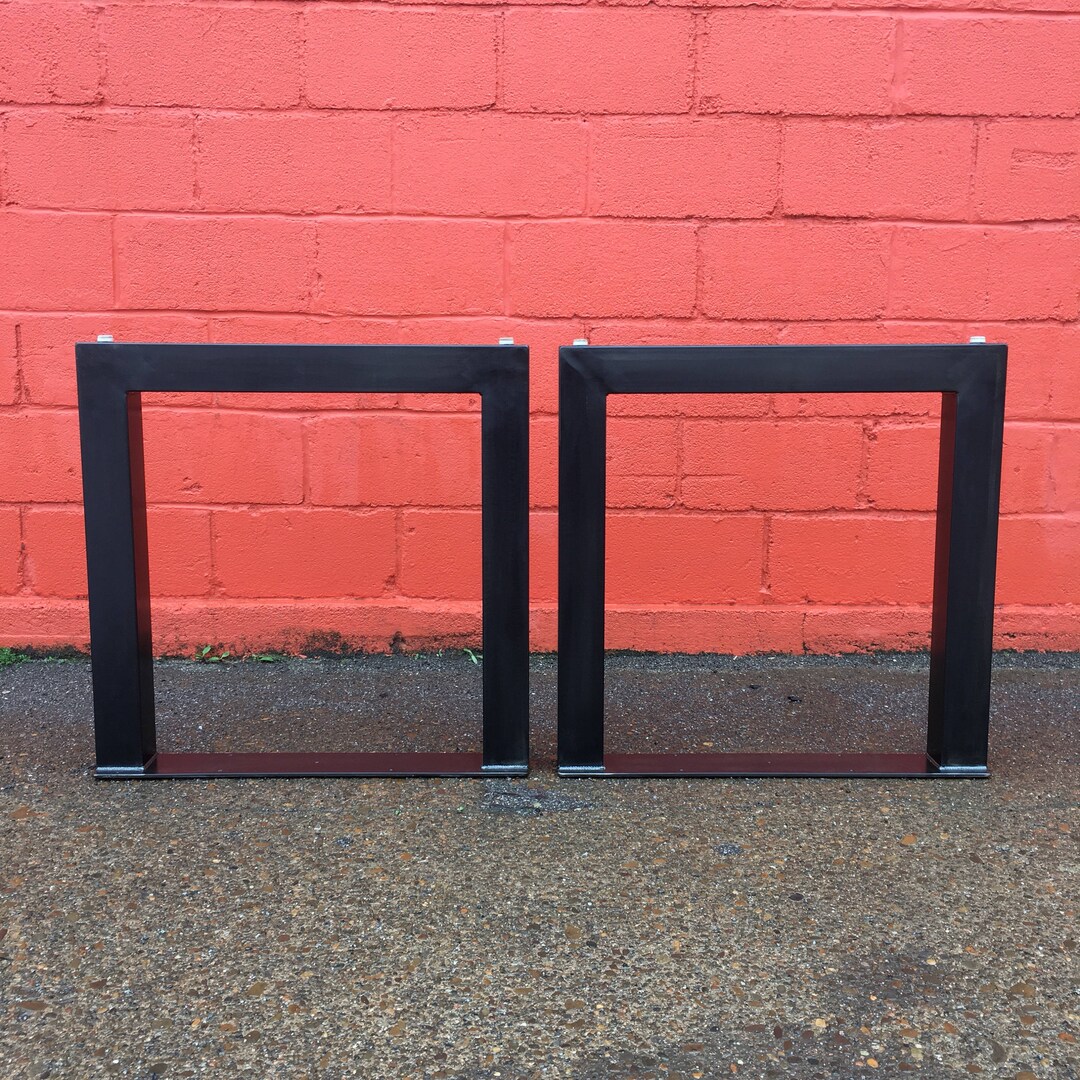 Rectangle Style Metal Table Legs 3x3 Tubing Blackened, Brushed Steel ...