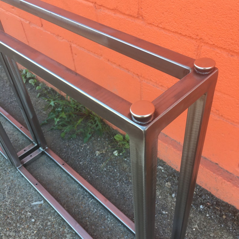 3D Rectangle Style Metal Table Legs Blackened Brushed Steel - Etsy
