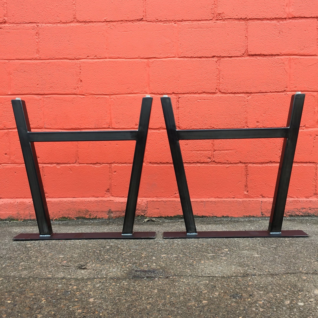 A-frame Style Metal Table Legs - Blackened, Brushed Steel + Powder ...