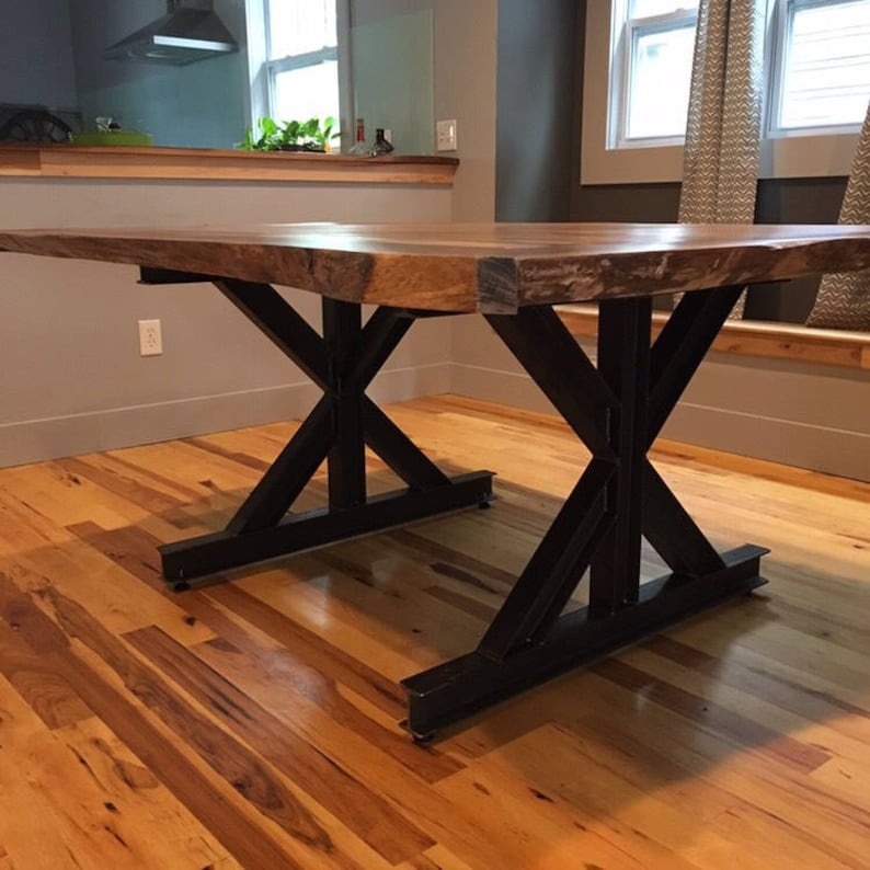 I-beam Deluxe X Style Metal Table Legs Natural Millscale Satin/high ...