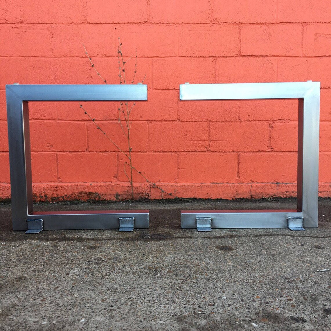 Cantilever C Style Metal Table Legs Blackened Brushed | Etsy