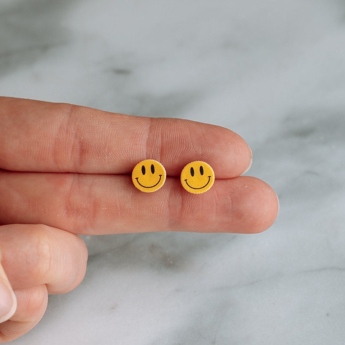 Yellow and Black Smiley Face Cartoon Stud Earrings 1 Pair - Etsy UK