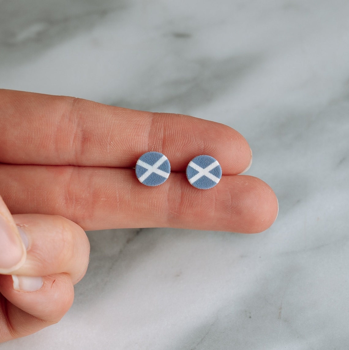 Scotland / Scottish Blue and White Cross National Flag Symbol Stud ...