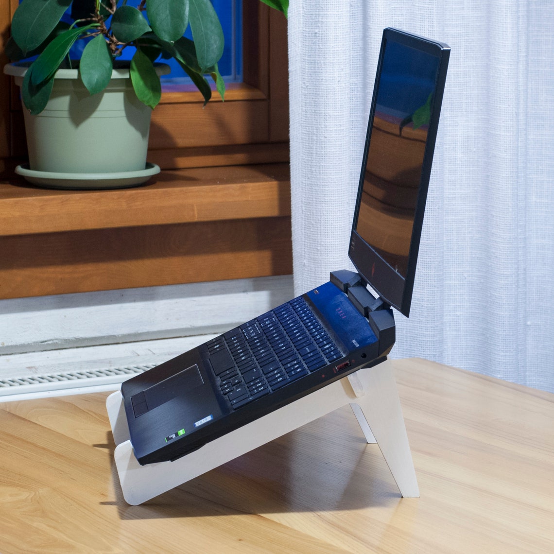 Laptop Stand MILK. Elegant, White Colored, Plywood. Portable Wood ...