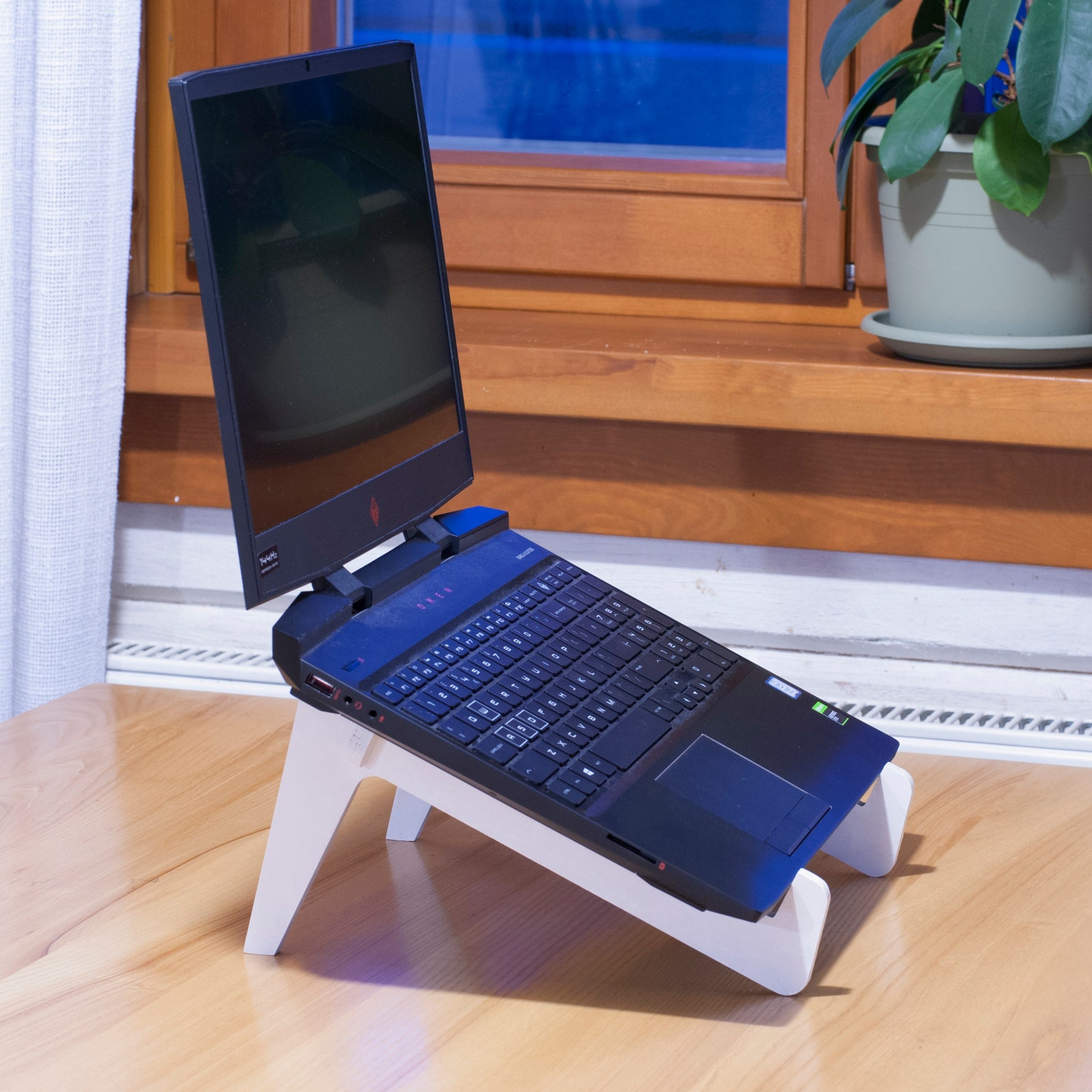 Laptop Stand MILK. Elegant, White Colored, Plywood. Portable Wood ...