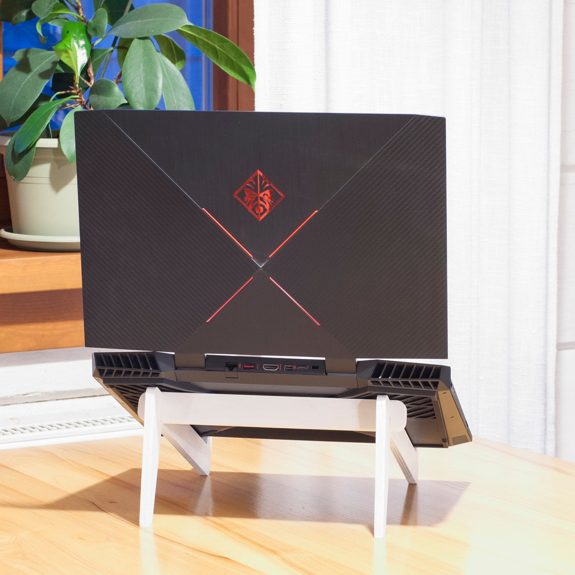 Laptop Stand MILK. Elegant, White Colored, Plywood. Portable Wood ...