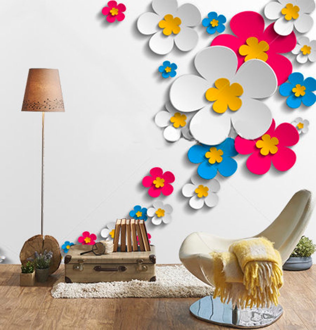 3D Flower Wallpaper 3D Wall Sticker Wall Decor Peel and Stick Wallpaper ...