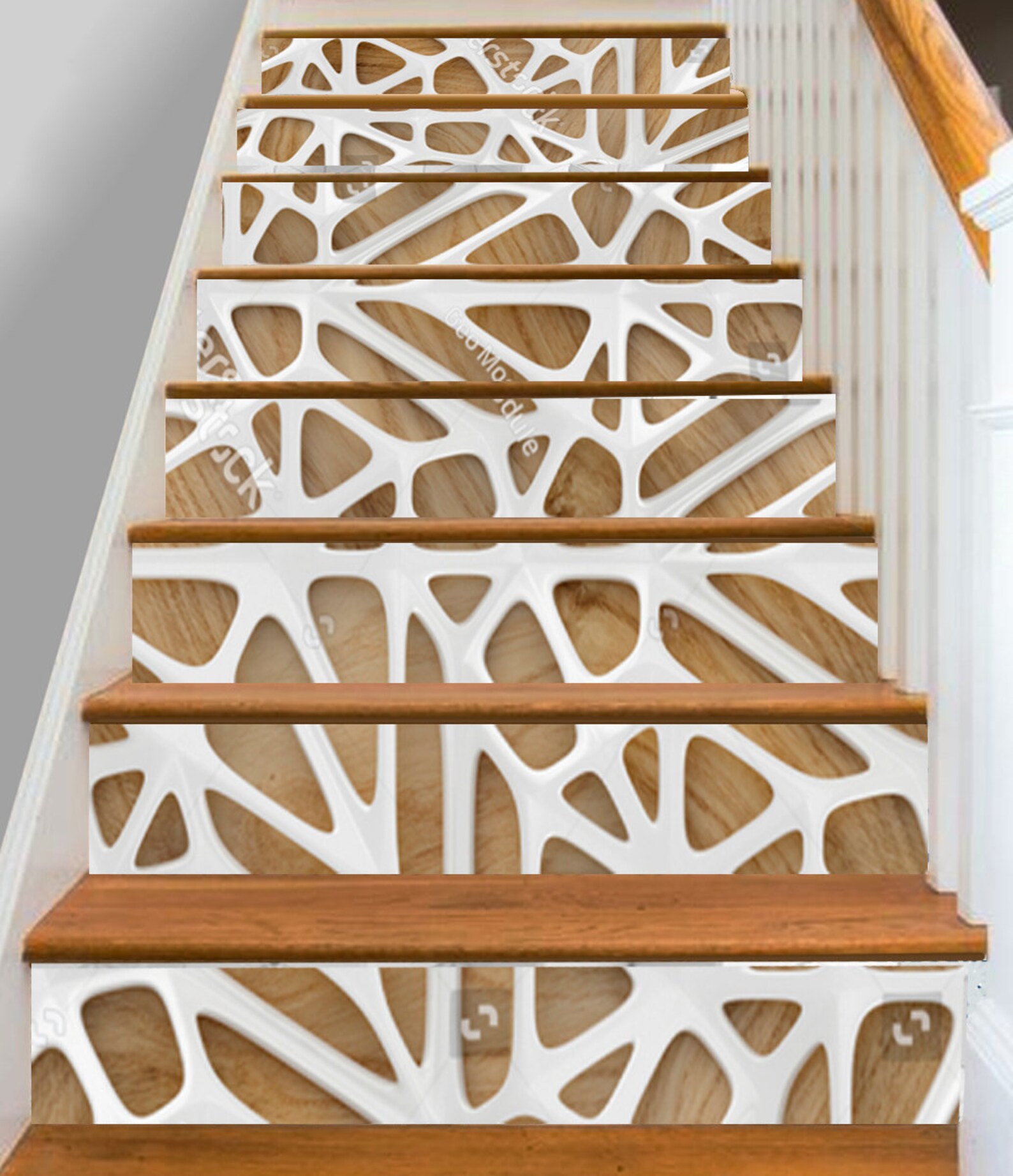 3D White Geometry Wooden Block Self Adhesive 3D Eco Wooden | Etsy