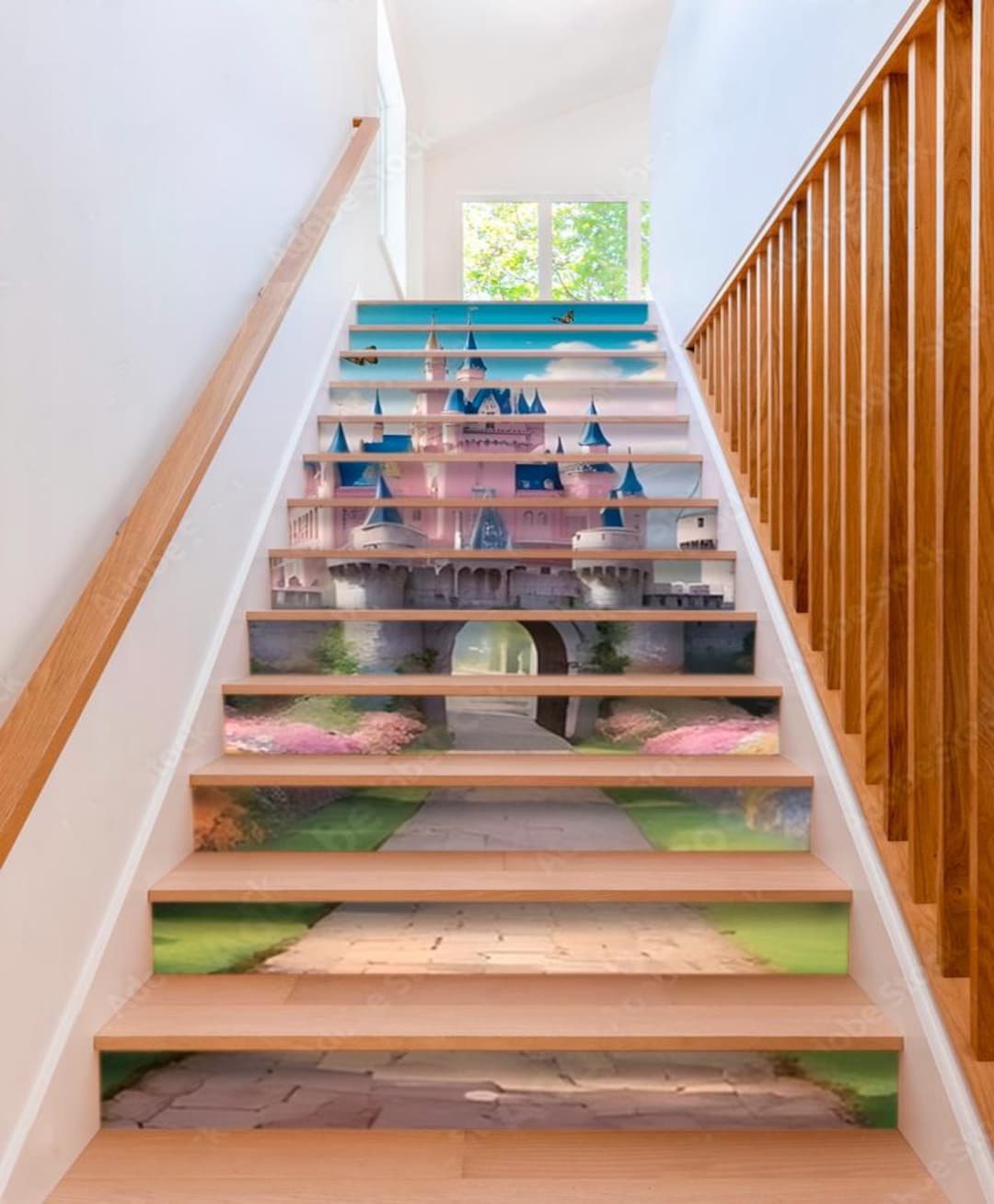 Magic Pink Castle Stair Risers Peel Stick Princess Castle Stair ...