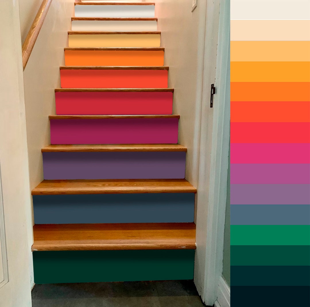 Stair Riser Stickers – Rainbow Gradient Colorful Peel and Stick Vinyl ...