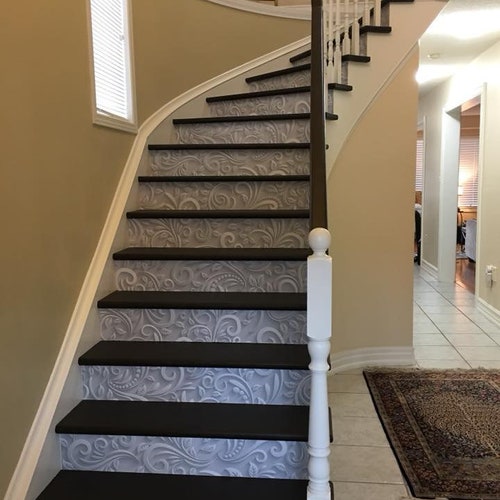 White Flowers Stairway Decoration Adhesive Vinyl Stair Riser | Etsy