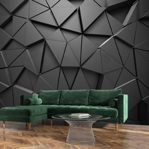 3D Triangle Wall Mural Abstract Triangle Gray Wall Sticker Geometric ...