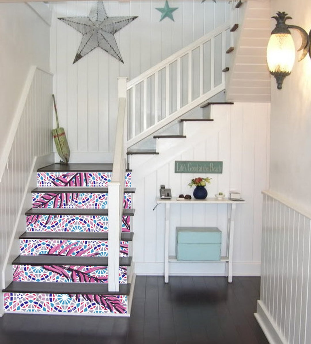Leaves Mosaic Stair Floral Stairway Decoration Self Adhesive Stair ...