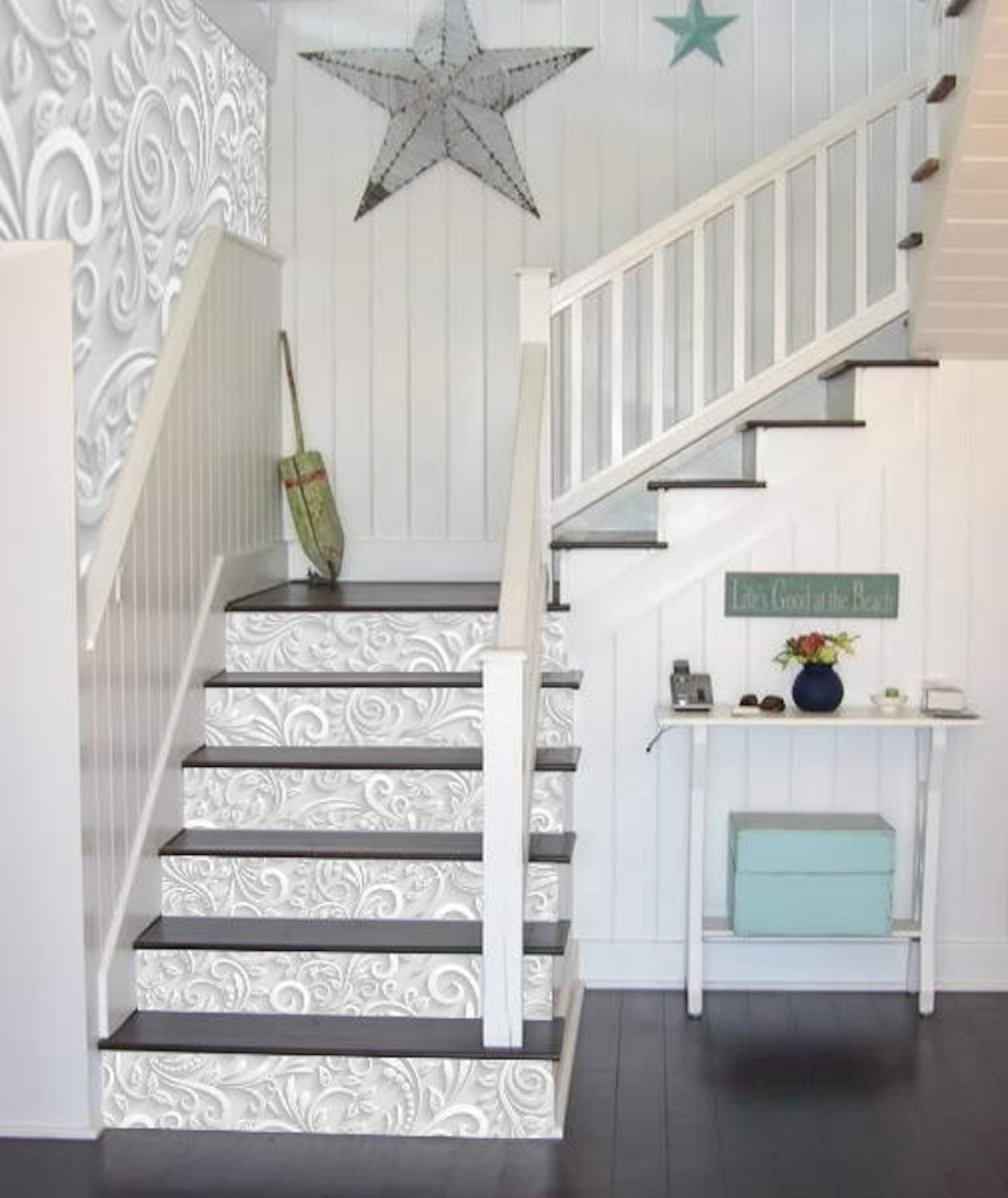 Custom Order 13 stairs White Flowers Stairway Decoration | Etsy