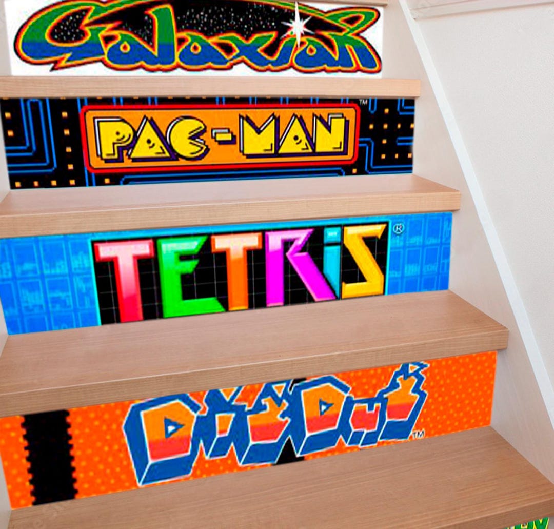 Computer Games Stair Stickers Old Game Stairs Decoration Customizable ...