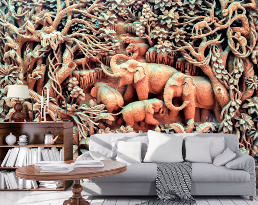 3D Elephant Wallpaper 3D Wall Sticker Wall Decor Peel and - Etsy