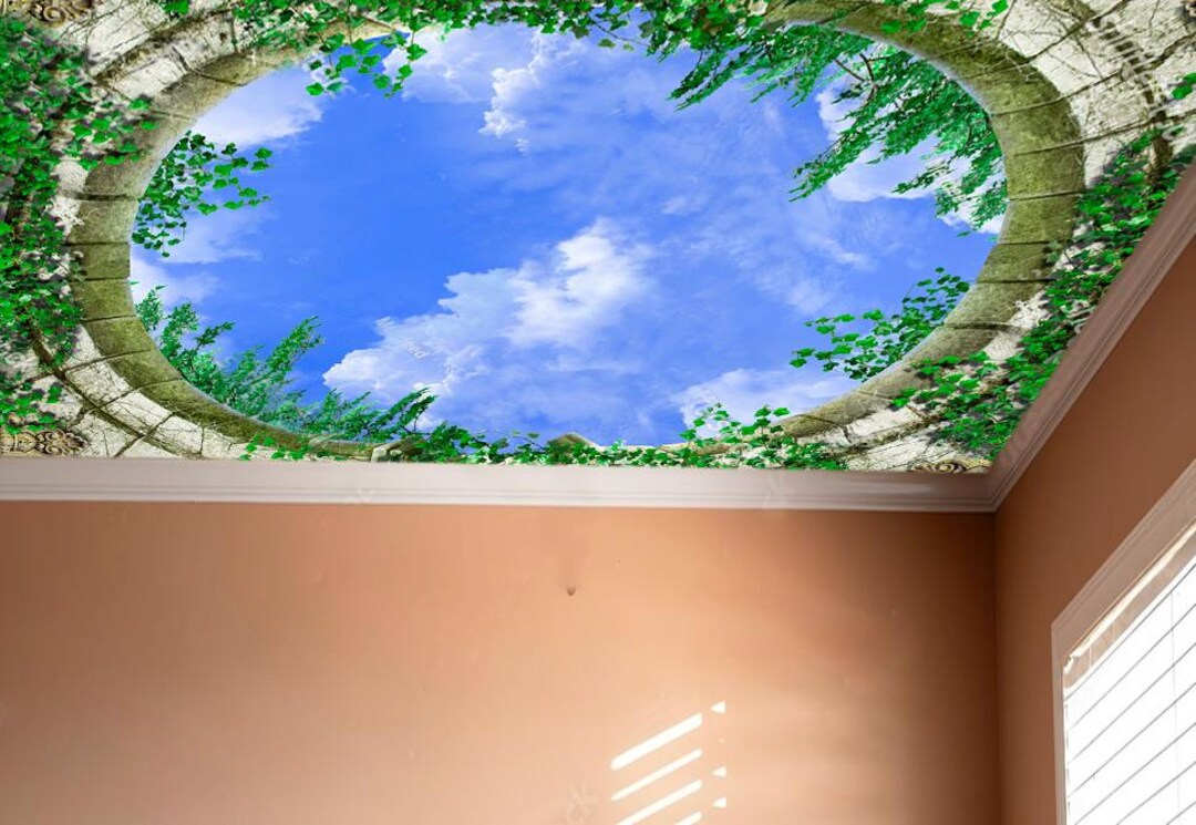 Sunny Clear Sky Ceiling Sticker Ceiling Decor Sun Heaven Brightly Blue ...