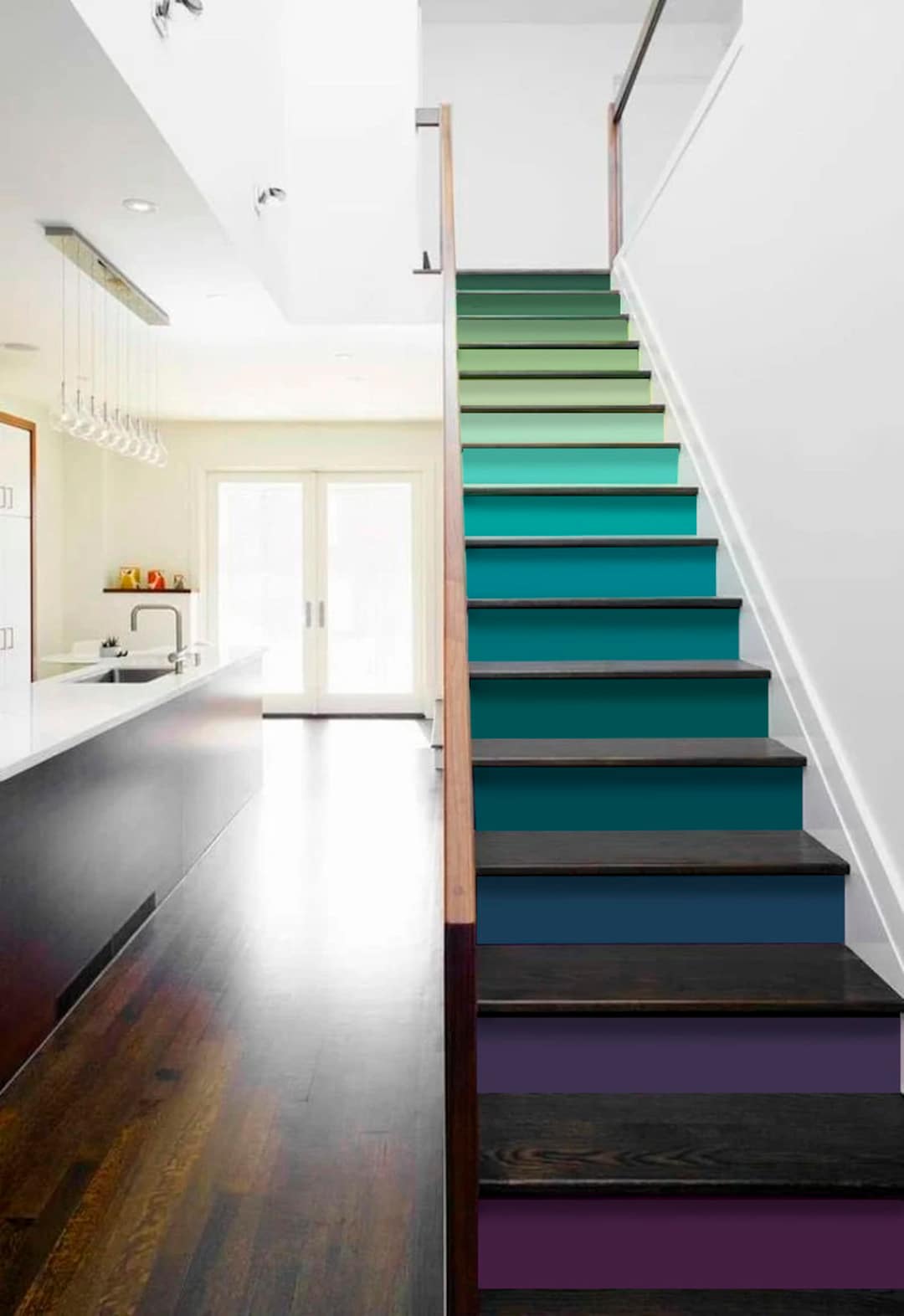 Gradient Stair Riser Stickers - Colorful Peel and Stick Stair Decals ...