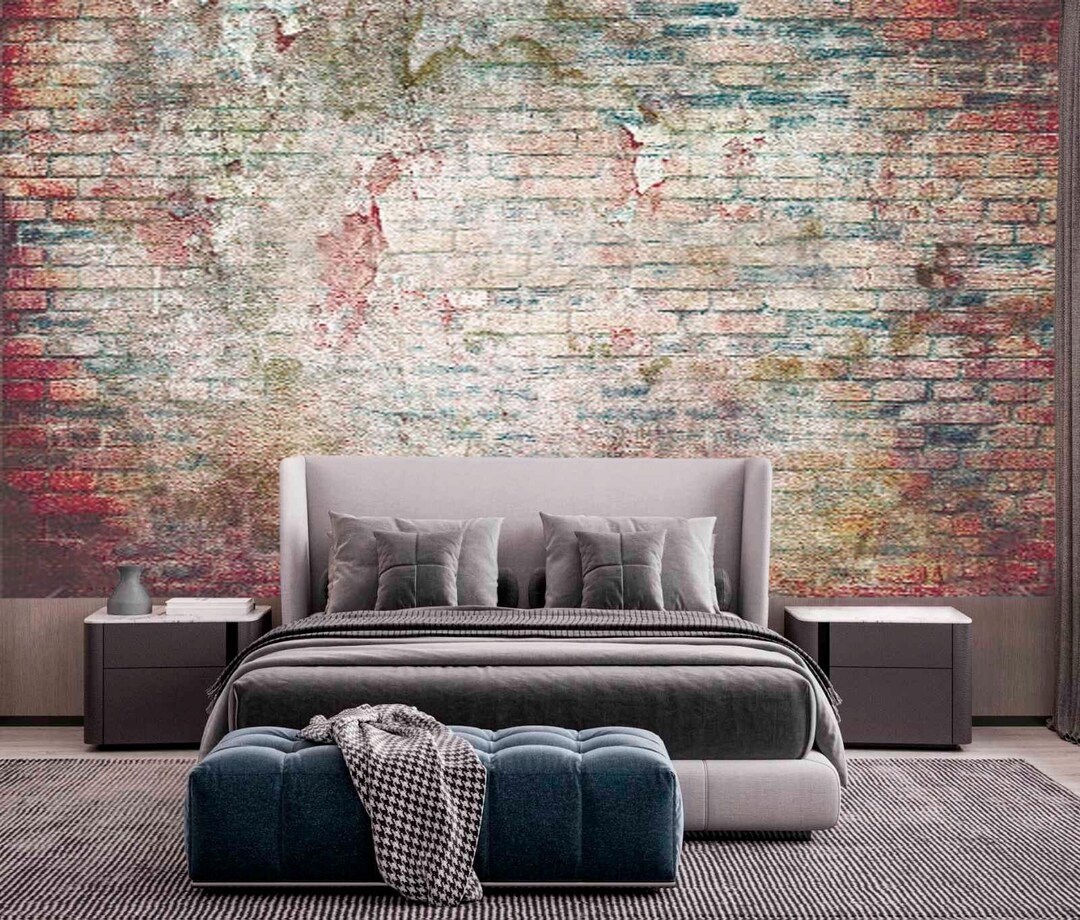 Accent Brick Wall Mural for Bedroom Brick Wall Wallpaper Wall Decor ...