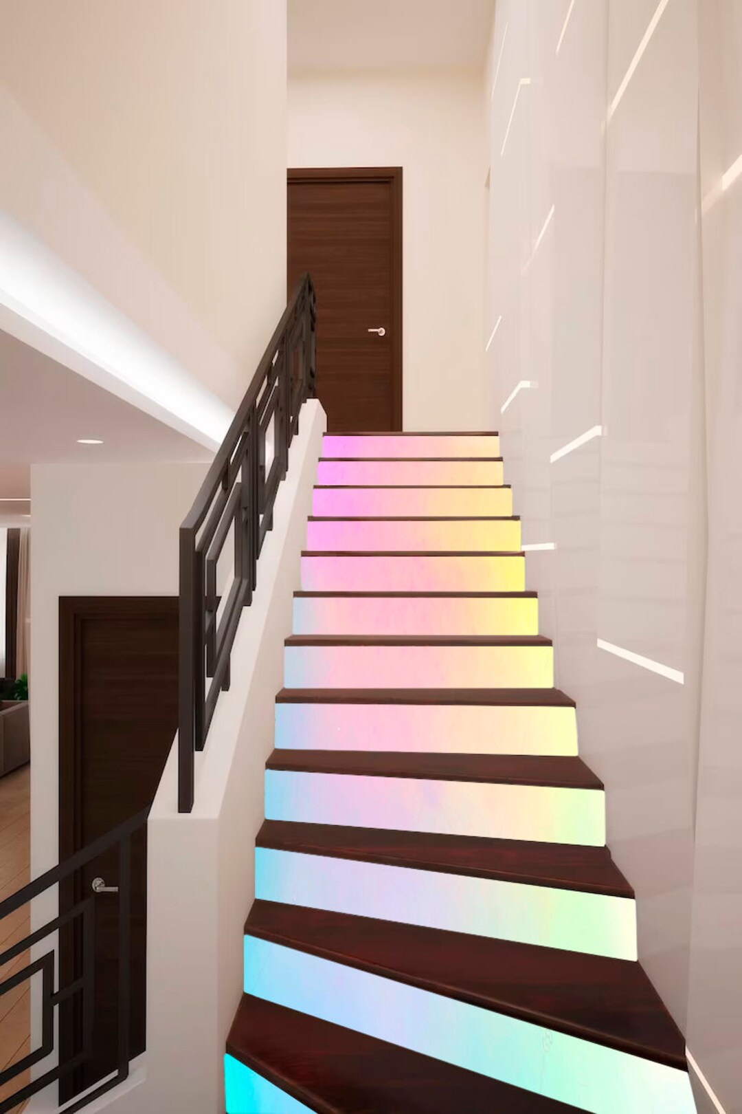 Pink Rainbow Stairs Turquoise Stair Panels Self Adhesive Stair Riser ...