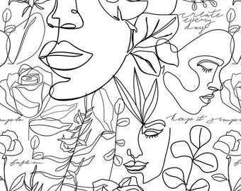 Face Line Art Afro Wallpaper - Etsy