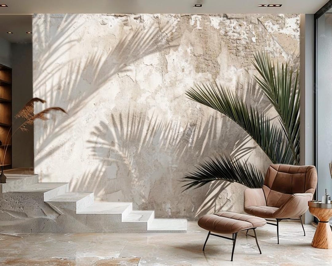 Palm Tree With Soft Shadow Murals, Textured Wall Papers Leaves Shadow ...