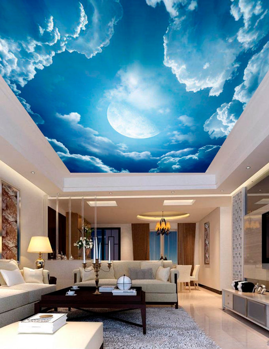 Sunny Clear Sky Ceiling Sticker Ceiling Decor Sun Heavens Brightly ...