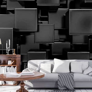 3D Wallpaper 3D Wall Sticker Vinyl Stickers Wall Decor Black Cubes 3D ...