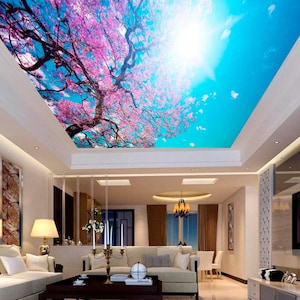 Cherry Blossom Ceiling Sticker Ceiling Decor Blooming Sakura Branch ...