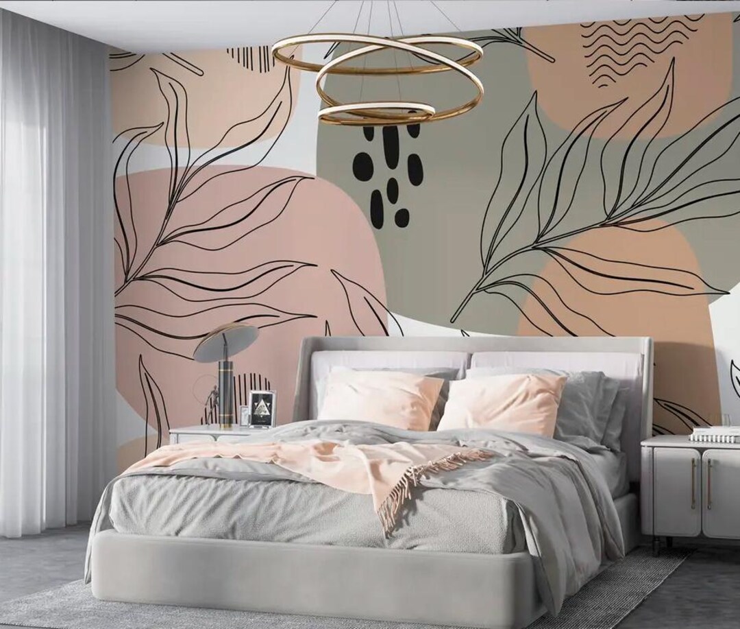 Modern Boho Abstract Design Wallpaper, Pastel Colors Boho Easy ...