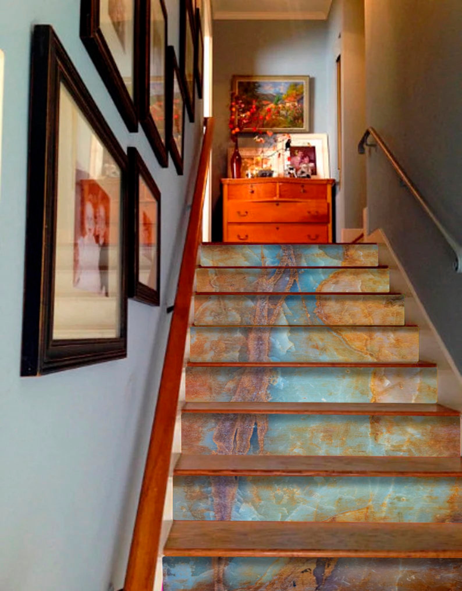 Self Adhesive Marble Stair Riser Stickers – Rustic Stone Patina Texture ...