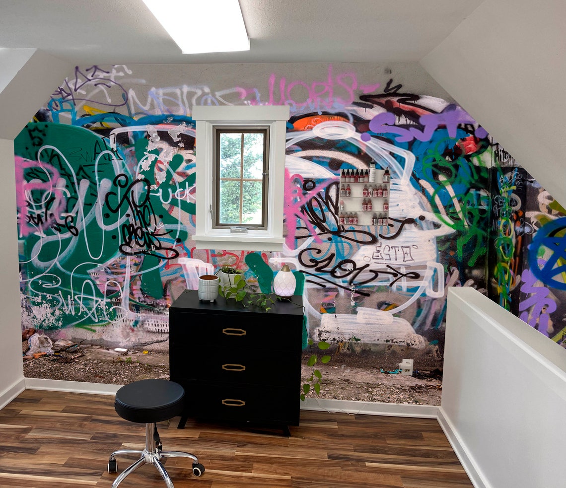 Graffiti Street Art Wallpaper Design Loft Bedroom Wallpaper - Etsy