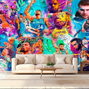 Wallpaper With a Basketball Theme for a Teenager's Room Basketball ...