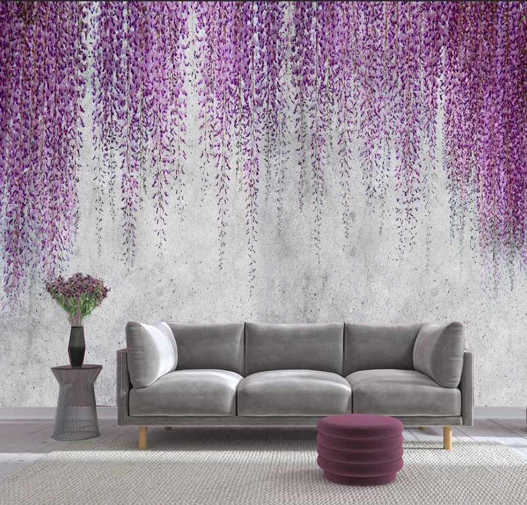 Purple Wisteria Seamless Pattern Purple Branches Kids Wallpaper Wall ...