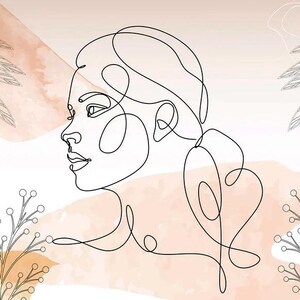 Woman One Line Face Wallpaper Beauty Salon Pink Murals Bedroom Face ...