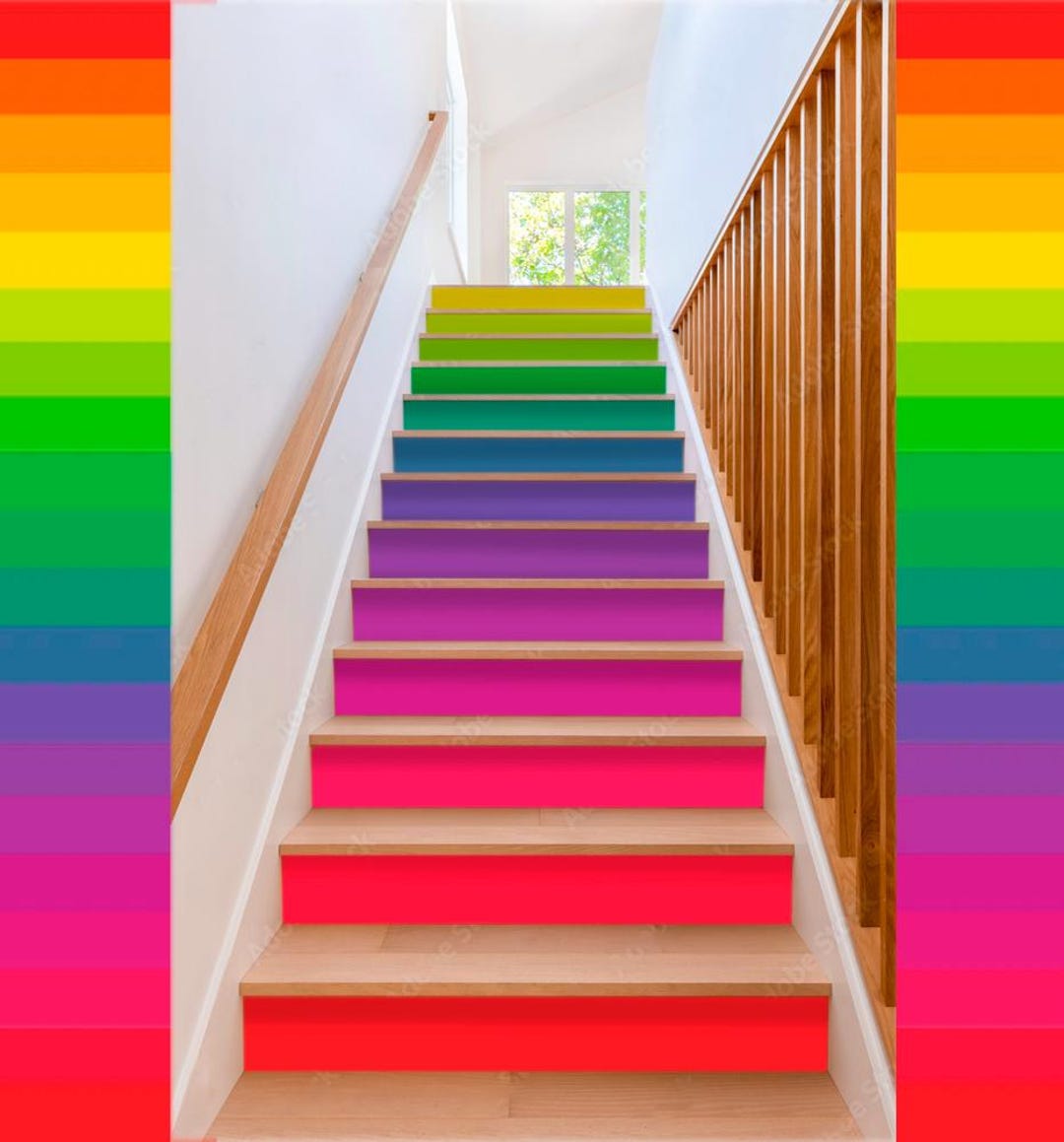 Rainbow Classic Colors for Stair Stickers Colorful Stair Risers Peal ...
