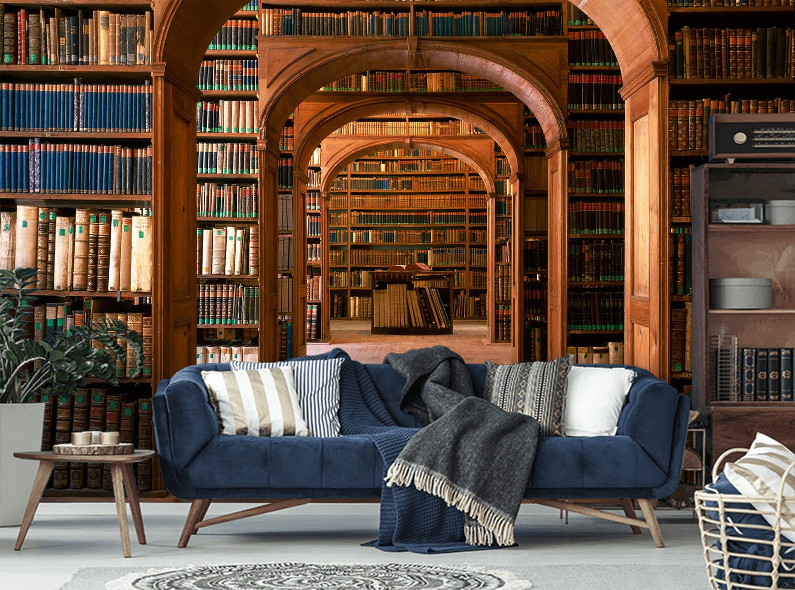 Unique Library 3D Wall Decor Old Library Vinyl Wallpaper Books | Etsy