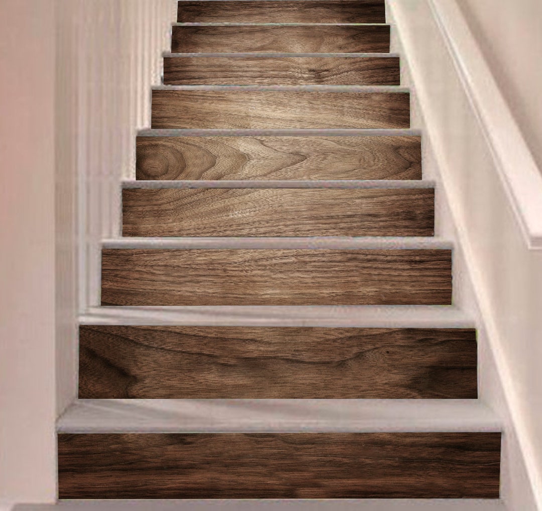 Wooden Texture Vintage Wooden Steps Self Adhesive Vinyl Stair Riser ...