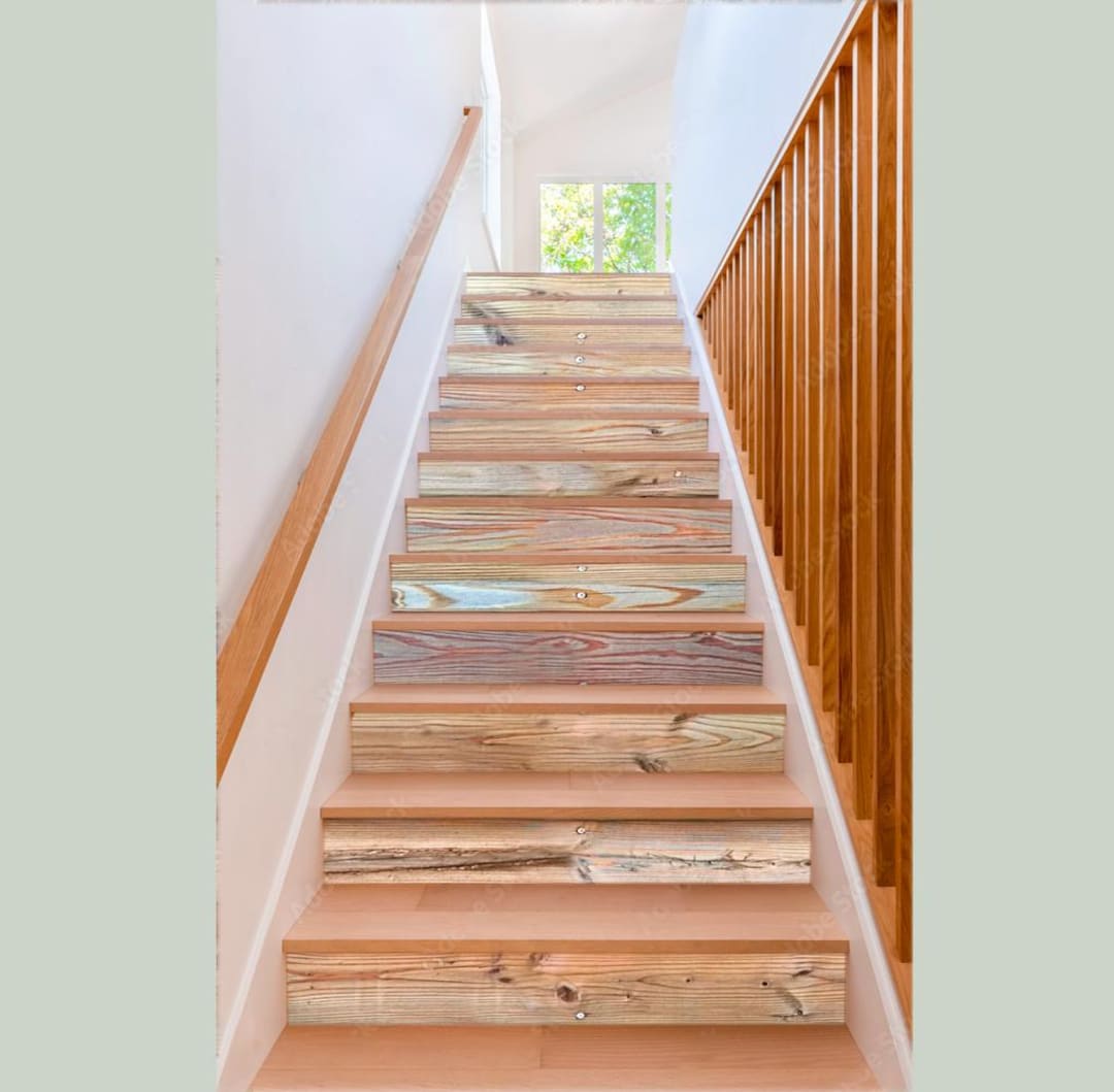 Wooden Planks Stair Risers Stickers Wood Pattern Stair Riser Stair ...