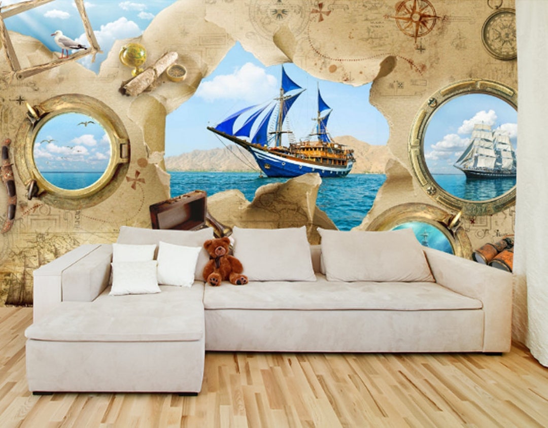 Pirate Ship Kids Room Wallpaper Kids Room Sticker Wall Nursery Little ...
