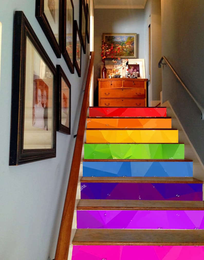Rainbow Stairs Multicolor Vector Colorful Stair Panels Self Adhesive ...