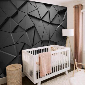 3D Triangle Wall Mural Abstract Triangle Gray Wall Sticker Geometric ...