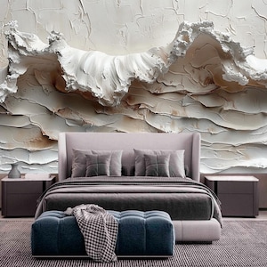3D Waves Textured Wallpaper Wave Wall Sticker Wall Decoration Peel and ...