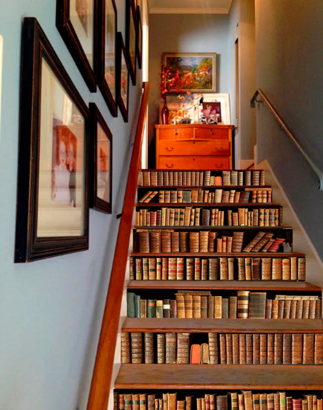Vintage Books Stairs Decoration Adhesive Stair Riser Panels Stairs ...