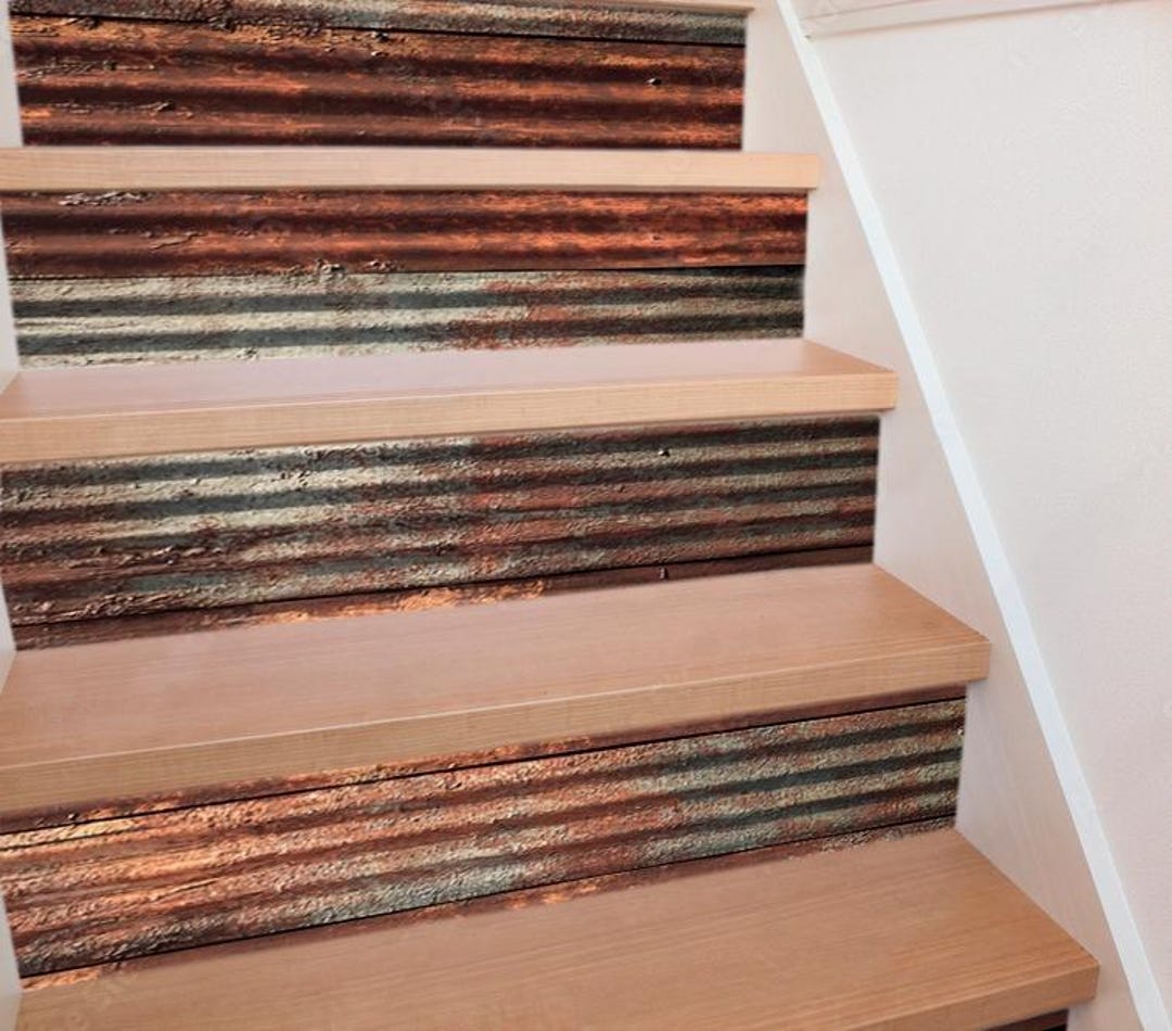 Metal Stair Stickers Old Patina Texture Steps Peel and Stick Stair ...