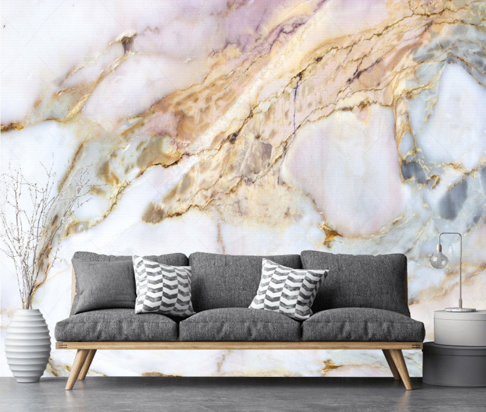 Weiß Rosa Silber Gold Marmor Tapete Wandaufkleber Dekor Decken | Etsy