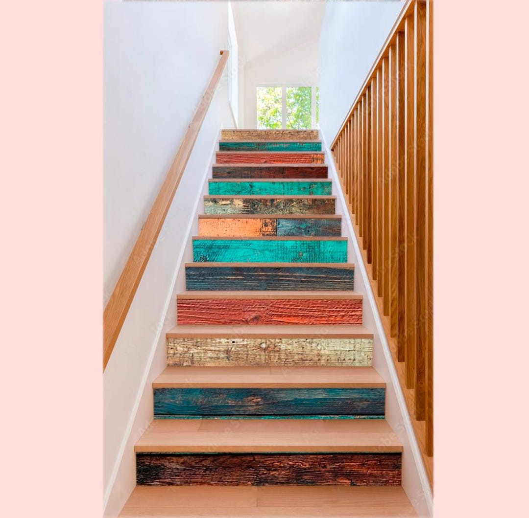 Old Wood Planks Stair Risers Stickers Wooden Textured Background Cave ...