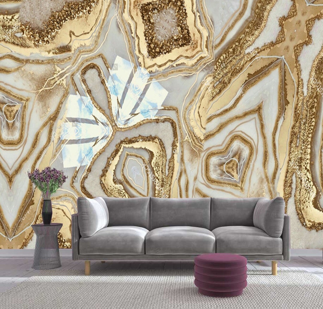 Golden Sparkle Wall Mural Gold Marble Decal Glitter Wall Papers ...
