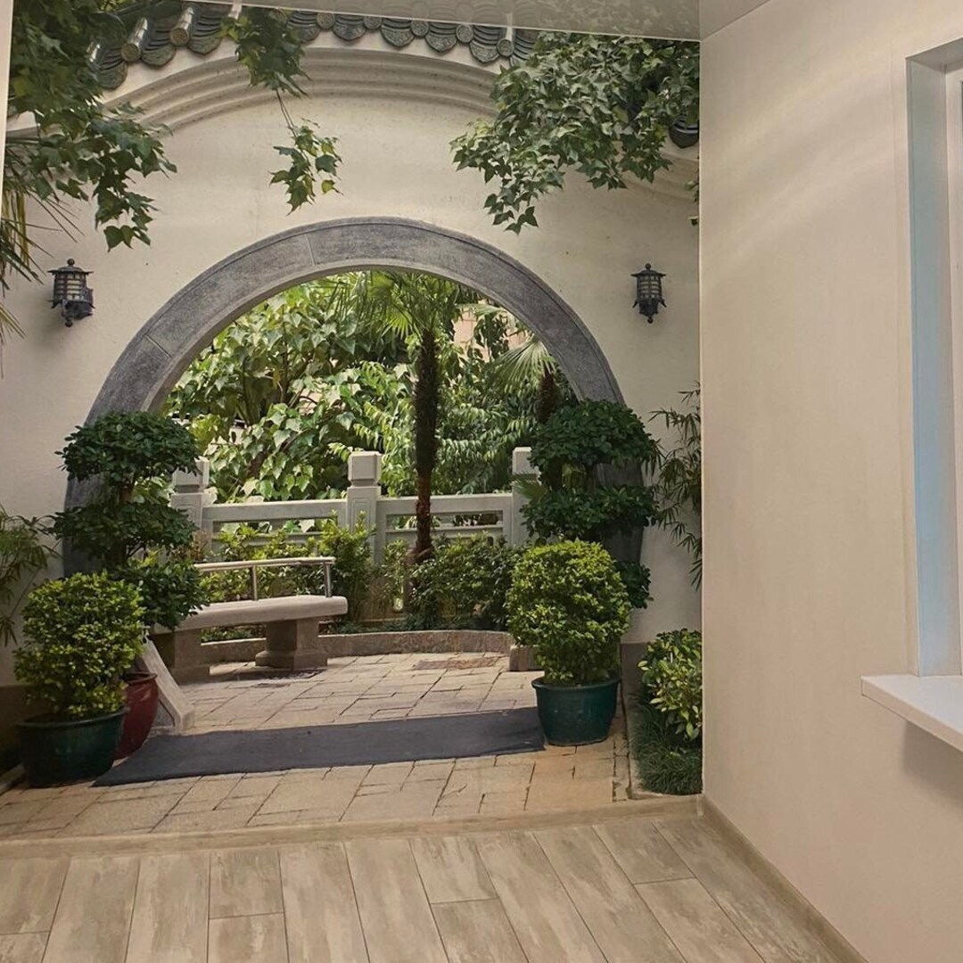 3D Arch Green Trees Background Vinyl Wallpaper Wall Sticker Decor Self ...