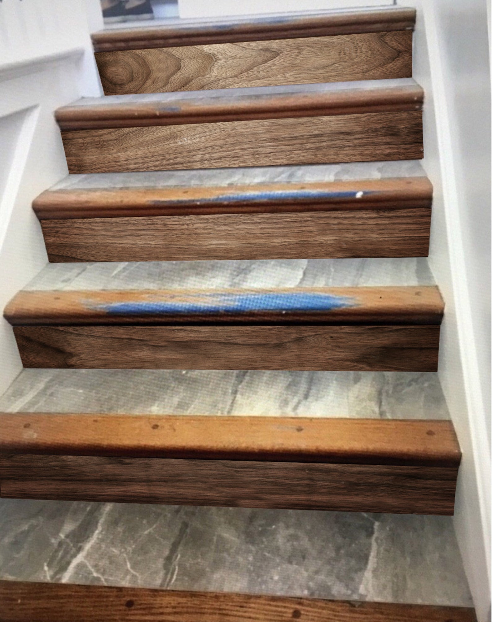 Wooden Texture Vintage Wooden Steps Self Adhesive Vinyl Stair Riser ...